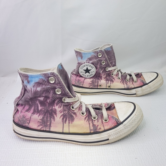 Converse | Shoes | Converse High Tops Palm Tree Beach Sunset Sneakers ...